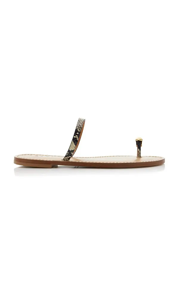AMANU The Kibera Python-effect Leather Sandals - Animal