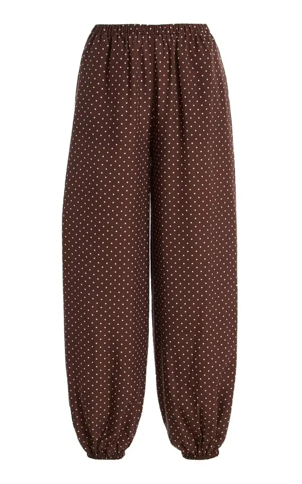 Posse Evie Polka-dot Woven Pants - Brown