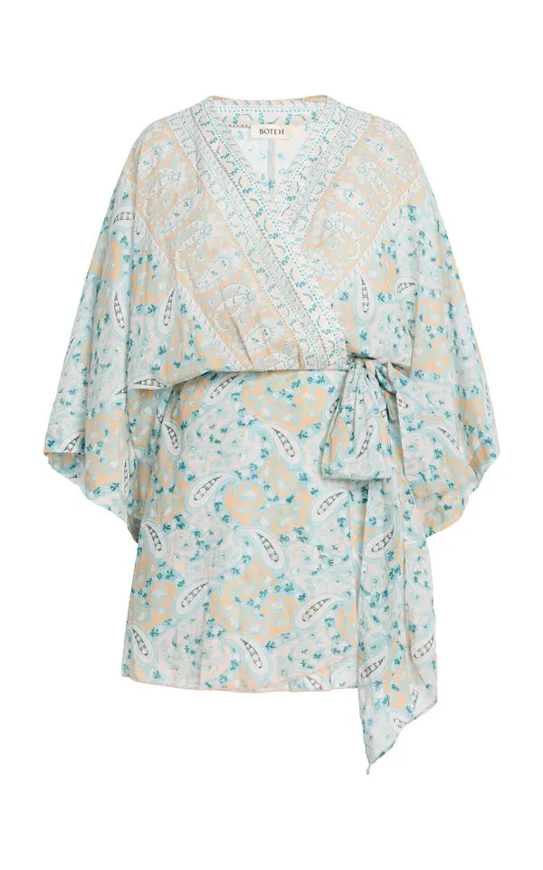 BOTEH Kynthos Flared Cotton-blend Robe Dress - Multi