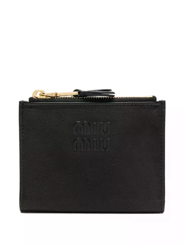 Miu Miu Logo-embossed Leather Wallet - Black
