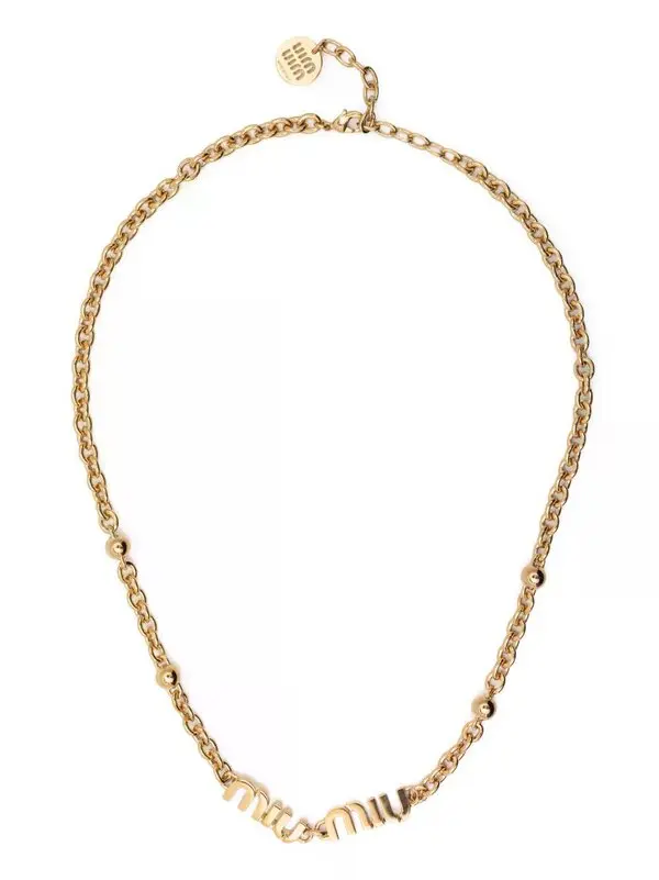 Miu Miu Logo-embellished Chain Necklace - Gold