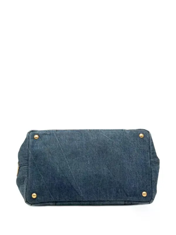 Prada 2013-2026 Denim Canapa Logo Satchel - Blue