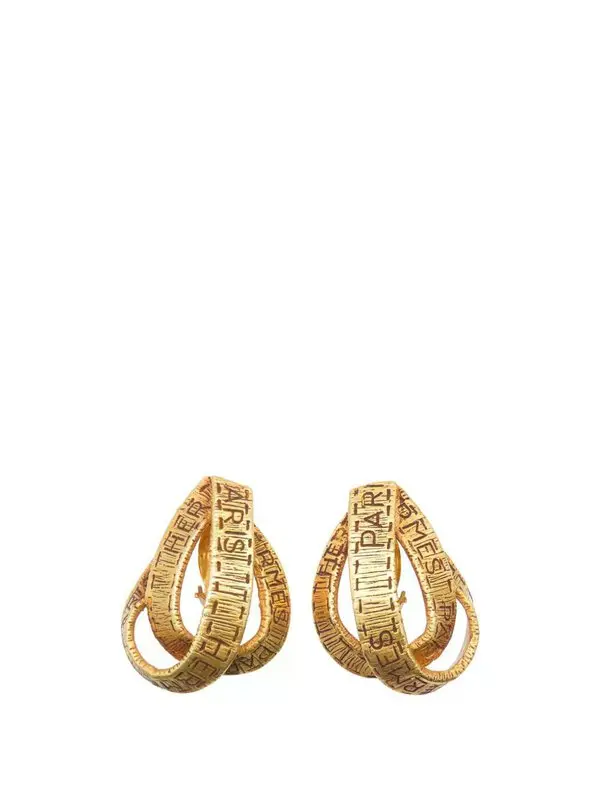 Hermès 1990-2010 Plated Ribbon Motif Clip On Earrings - Gold
