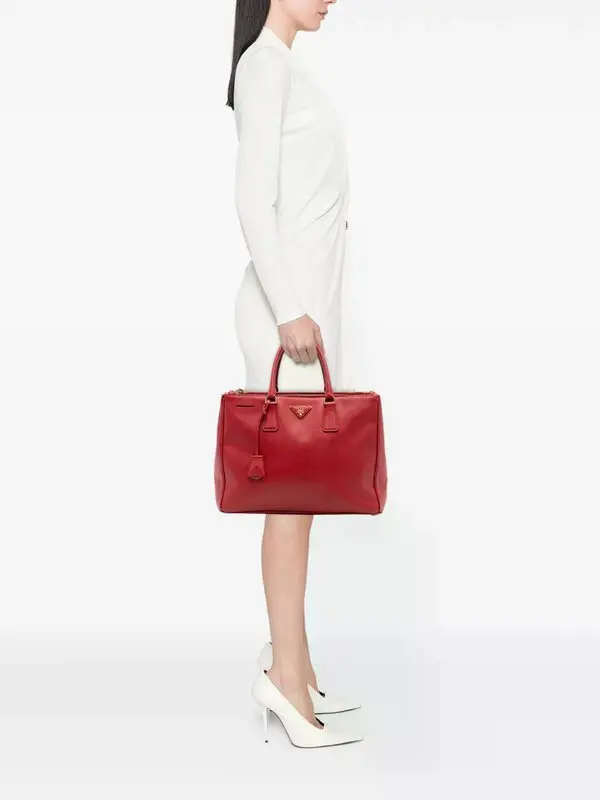 Prada Large Saffiano Lux Galleria Double Zip Satchel - Red