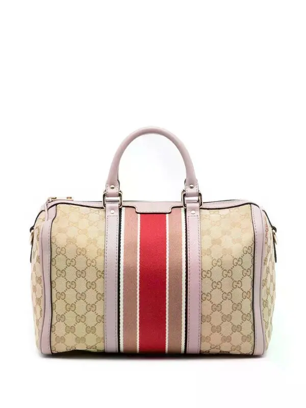 Gucci Gg Canvas Web Joy Boston Bag Satchel - Brown
