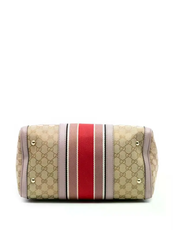 Gucci Gg Canvas Web Joy Boston Bag Satchel - Brown