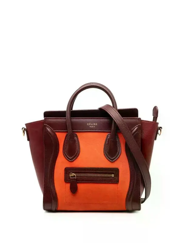 Celine 2014 Nano Tricolor Nubuck And Calfskin Luggage Tote - Orange