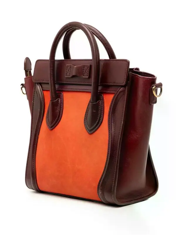 Celine 2014 Nano Tricolor Nubuck And Calfskin Luggage Tote - Orange