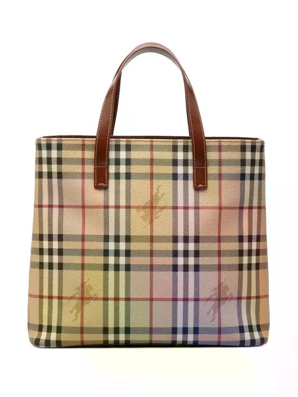 Burberry Haymarket Check Coated Canvas Tote Bag - Brown