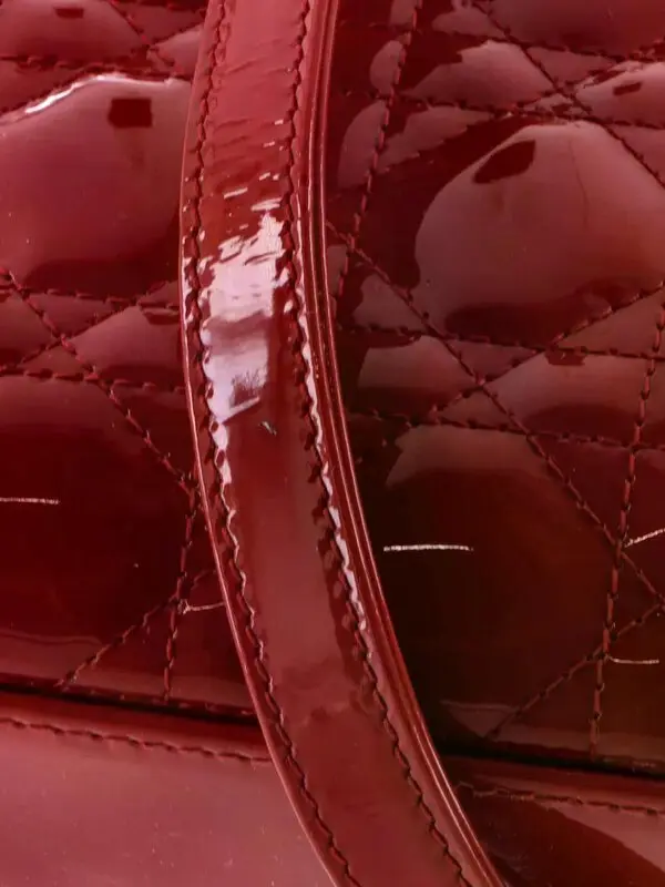 Dior Lady Cannage Quilt Patent Satchel - Red