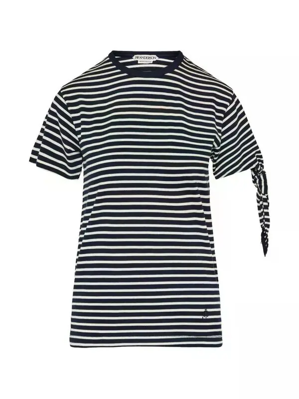 JW Anderson Striped Tie-sleeve T-shirt - Blue