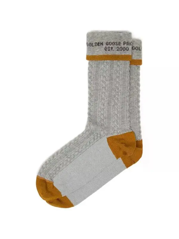 GOLDEN GOOSE Cable-knit Ribbed Socks - Grey