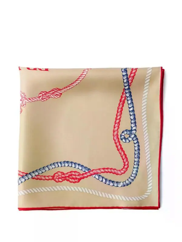 Prada Printed Silk Twill Skinny Scarf - Neutrals