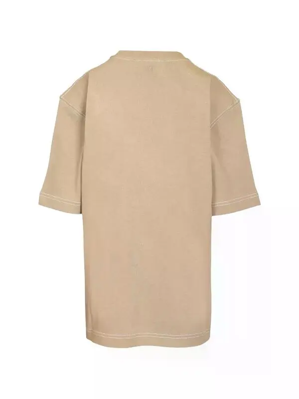 AMI Paris De Coeur Contrast-stitch T-shirt - Neutrals
