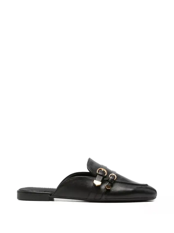 TAMARIS Leather Mules - Black