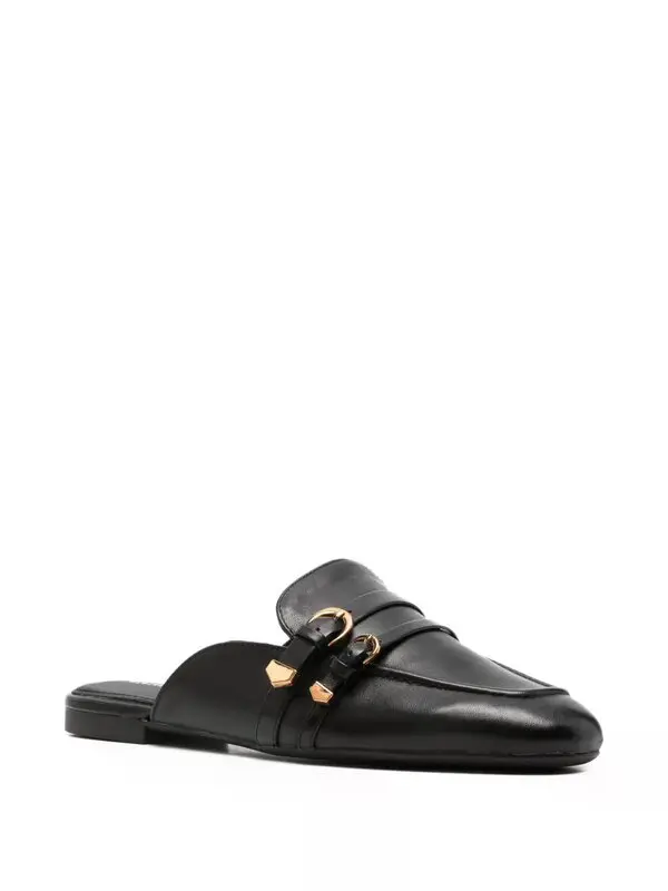 TAMARIS Leather Mules - Black
