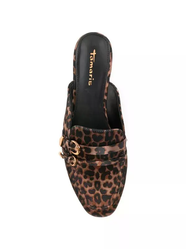 TAMARIS Leopard Print Mules - Brown