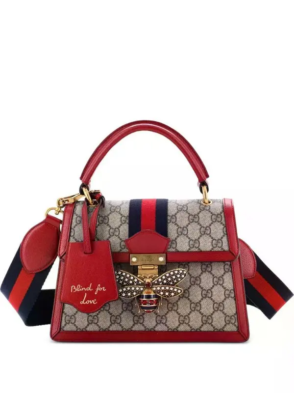 Gucci Queen Margaret Top Handle Gg Coated Canvas Small Satchel - Blue