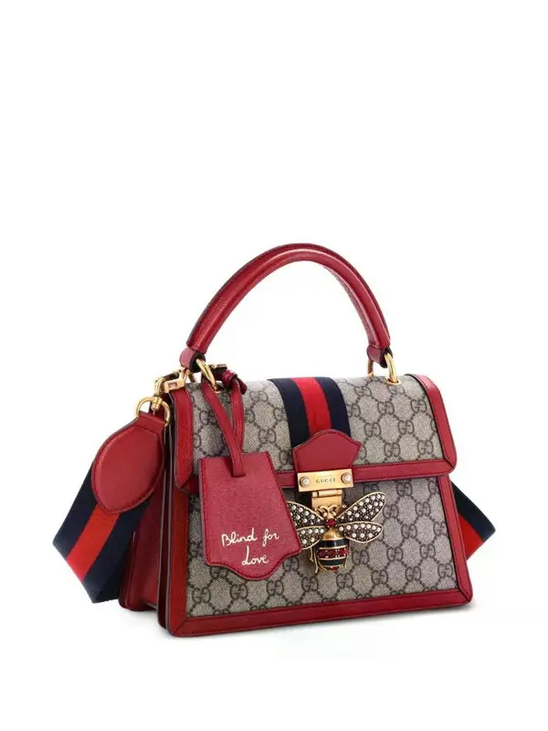 Gucci Queen Margaret Top Handle Gg Coated Canvas Small Satchel - Blue