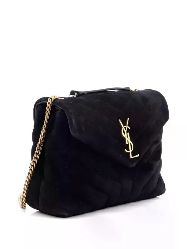 Saint Laurent Loulou Matelasse Chevron Small Shoulder Bag - Black
