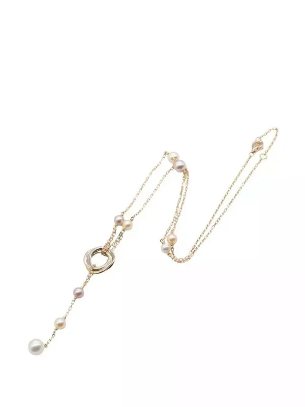 CARTIER 2010-2025 18k Tricolor And Pearl Trinity Station Necklace - White