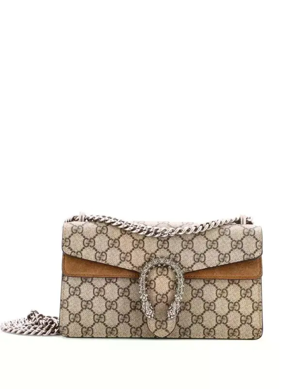 Gucci Dionysus Gg Coated Canvas Small Shoulder Bag With Crystal Embellished Metal - Brown
