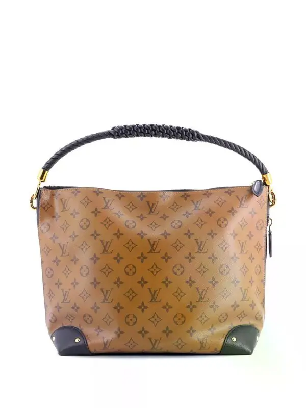 LOUIS VUITTON Triangle Softy Hobo Bag Reverse Monogram Canvas