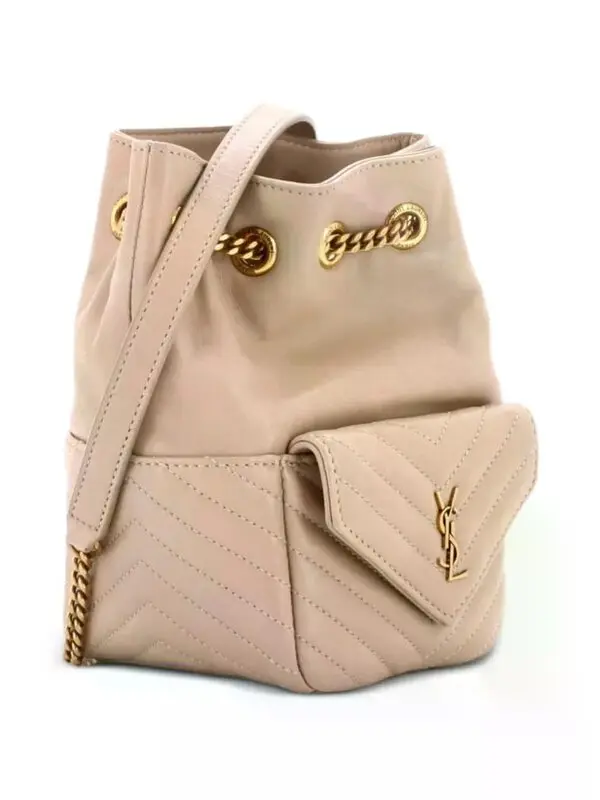 Saint Laurent Joe Matelasse Chevron Leather Mini Bucket Bag - Neutrals