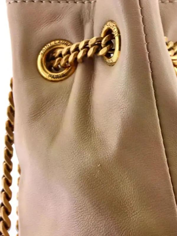 Saint Laurent Joe Matelasse Chevron Leather Mini Bucket Bag - Neutrals