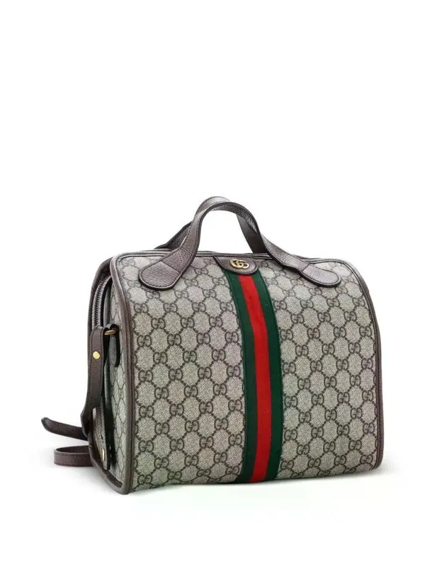 Gucci Ophidia Fold Over Duffle Bag Gg Coated Canvas Mini Travel Bag - Brown