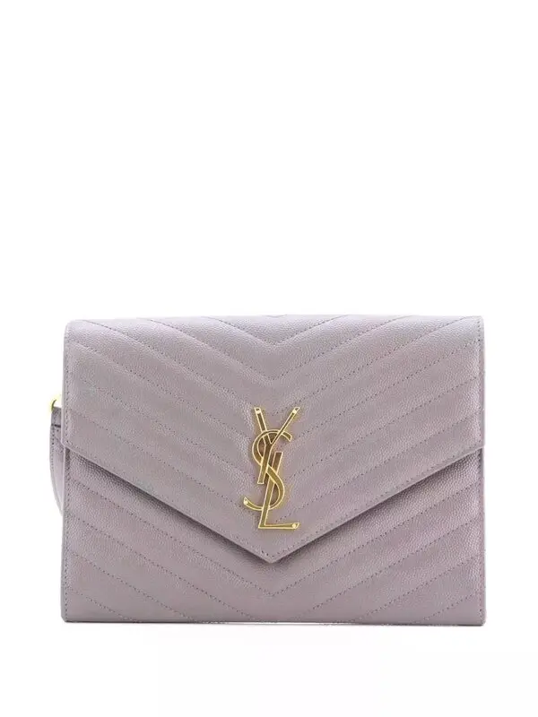 Saint Laurent Classic Monogram Envelope Wristlet - Grey