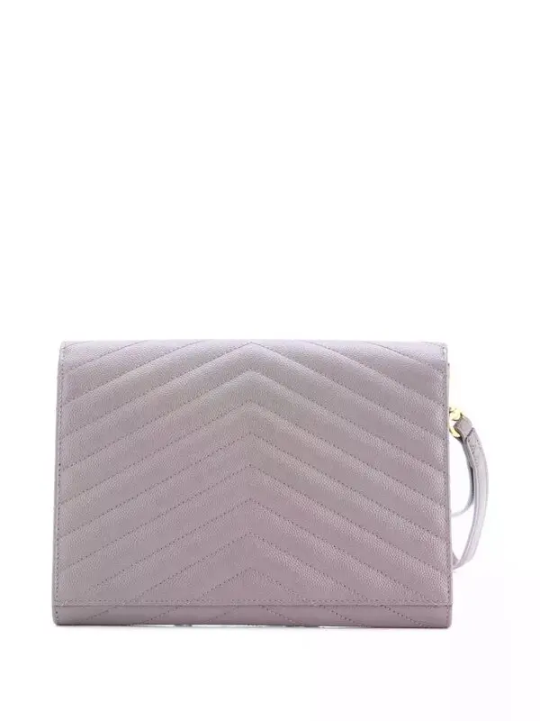Saint Laurent Classic Monogram Envelope Wristlet - Grey