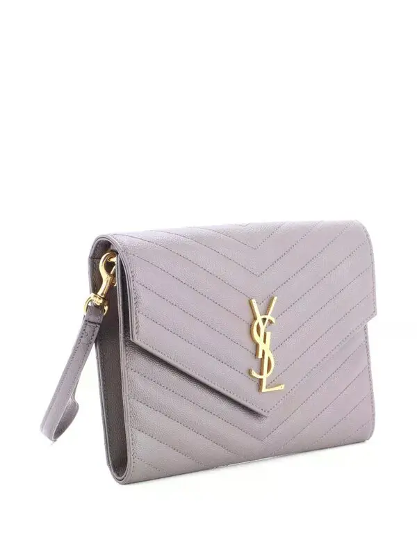 Saint Laurent Classic Monogram Envelope Wristlet - Grey