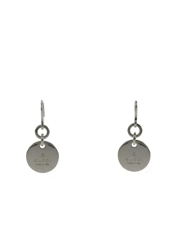 Gucci Round Logo Drop Earrings - Silver