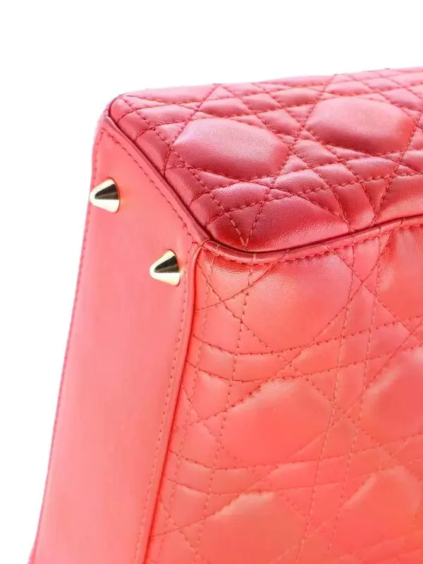 Dior My Lady Bag Cannage Quilt Lambskin Satchel - Red