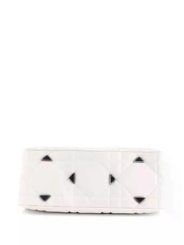 Dior Lady 95.22 Cannage Embossed Leather Medium Tote Bag - White