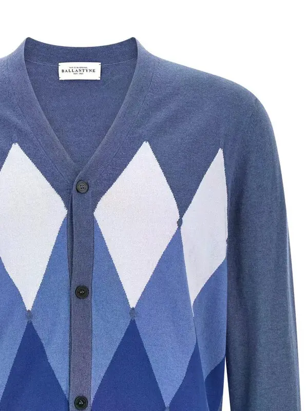 BALLANTYNE V-neck Argyle Cardigan