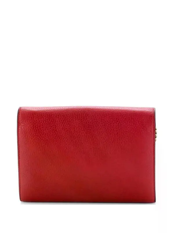 Gucci Gg Marmont Chain Wallet Mini Clutch - Red