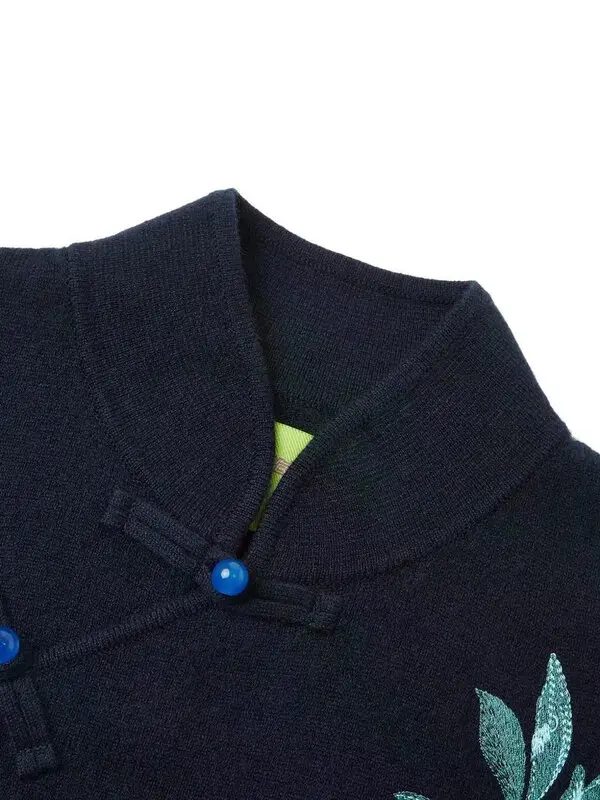 Shanghai Tang Floral Embroidered Dress - Blue