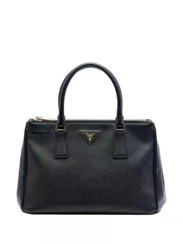 Prada 2010-2026 Medium Saffiano Lux Galleria Double Zip Satchel - Black