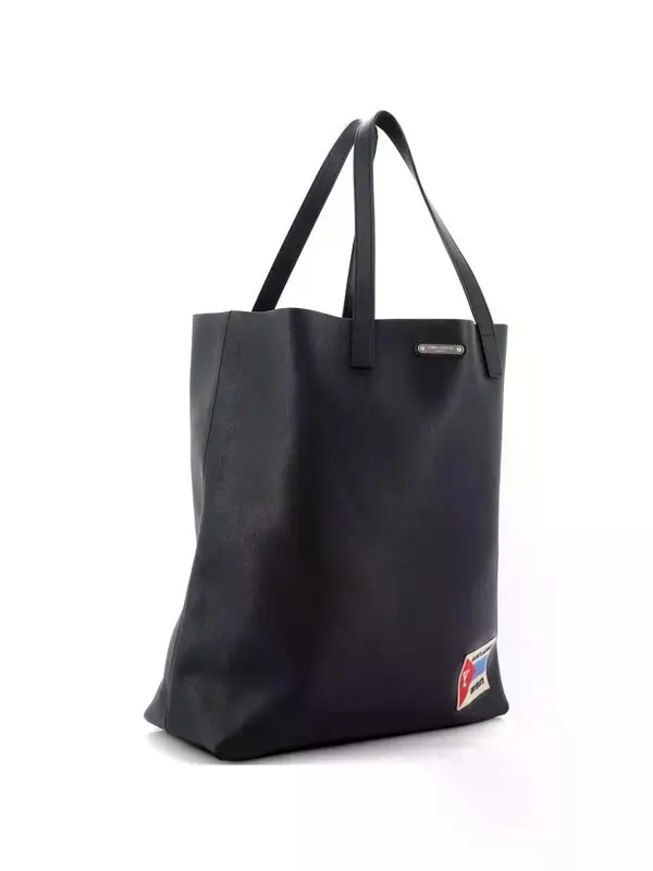 Saint Laurent Leather Large Tote Bag With Applique