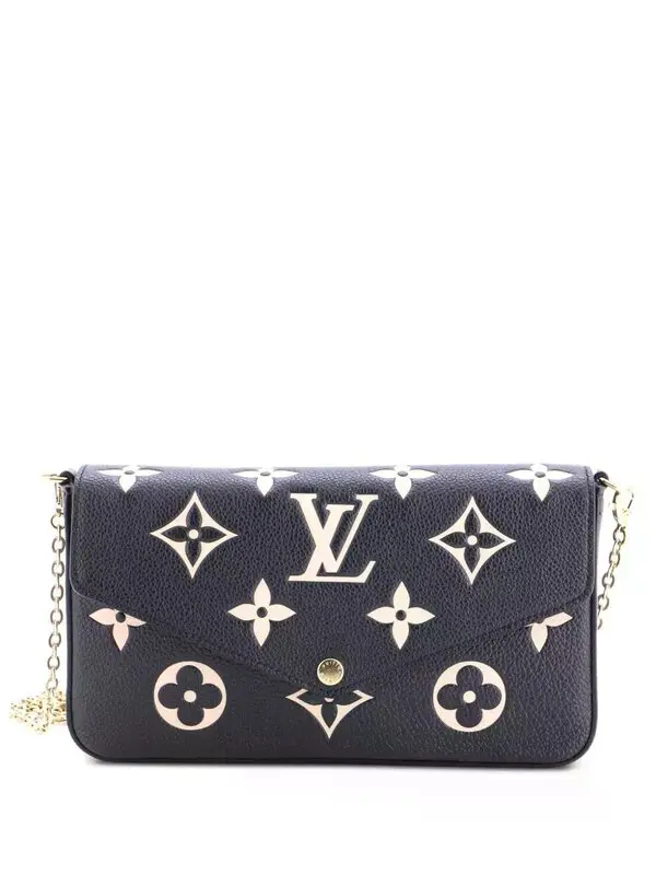 LOUIS VUITTON Felicie Pochette Bicolor Monogram Empreinte Giant Crossbody Bag - Black
