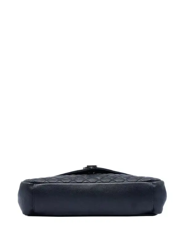 Saint Laurent 2017 Large Triquilt Sheepskin Monogram College Bag - Blue