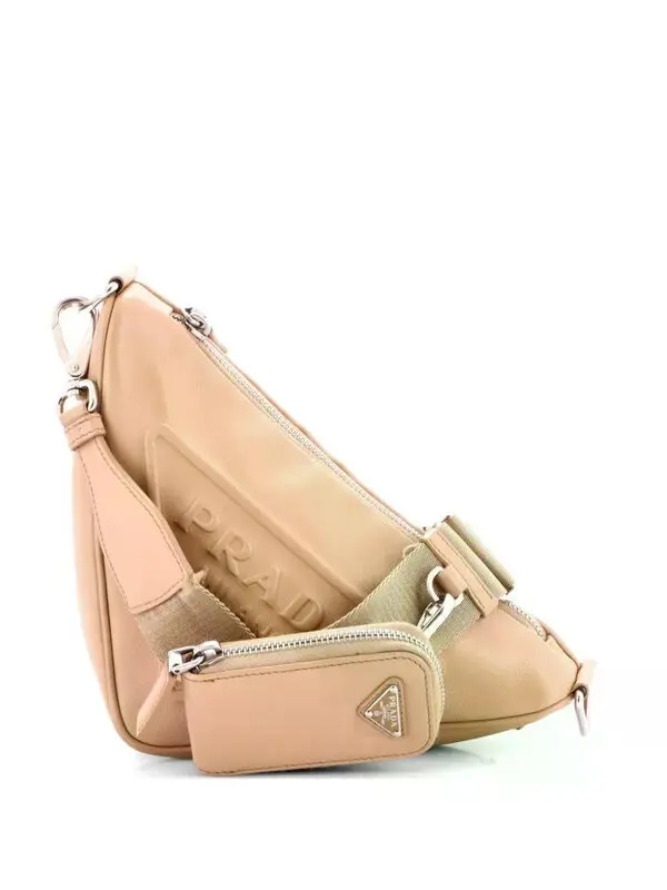 Prada Triangle Logo Zip Leather Small Crossbody Bag