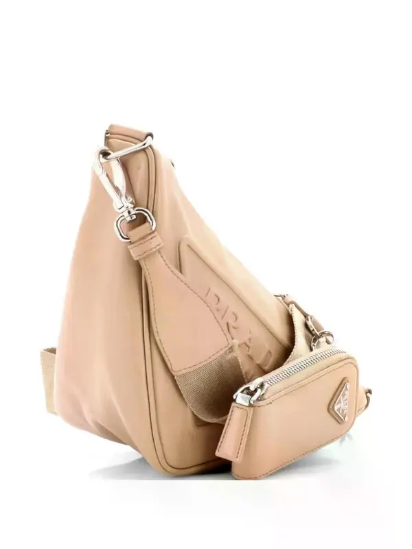 Prada Triangle Logo Zip Leather Small Crossbody Bag