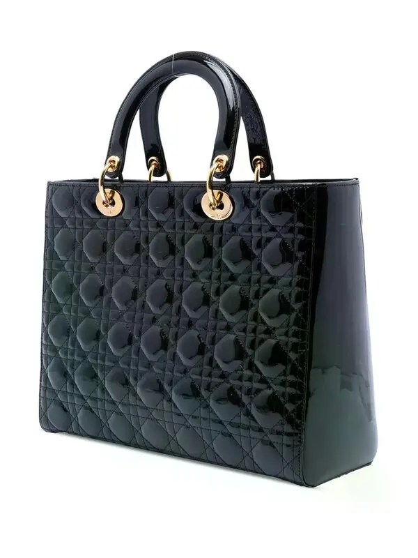 Dior 2012 Large Patent Cannage Lady Satchel - Black
