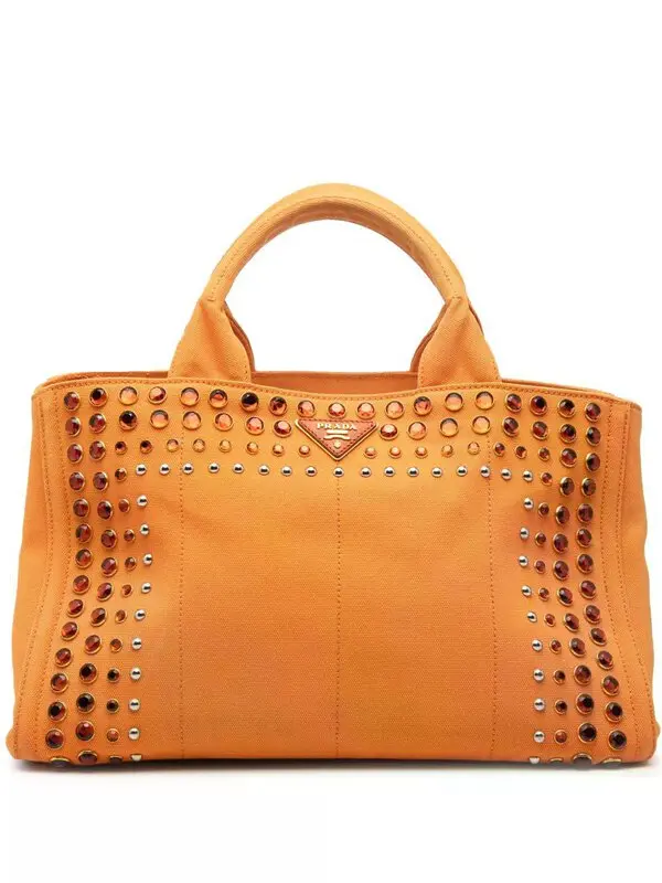 Prada 2010-2025 Canvas Canapa Bijoux Satchel - Orange