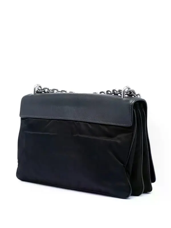 Prada Saffiano Lux And Tessuto Chain Crossbody Bag