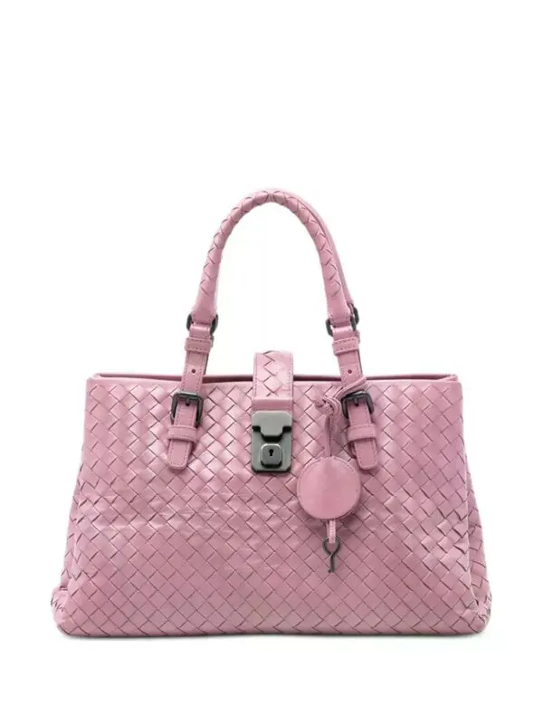 Bottega Veneta Small Nappa Intrecciato Roma Satchel - Pink