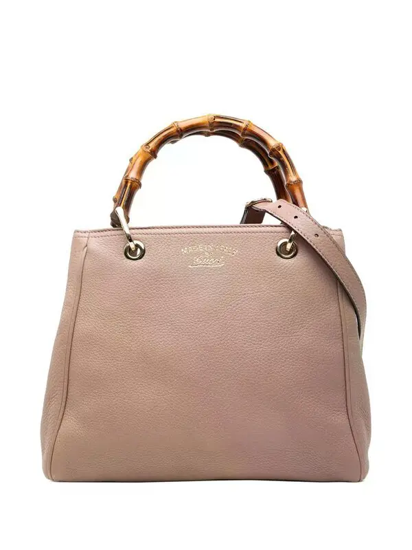 Gucci 2000-2015 Small Calfskin Bamboo Shopper Satchel - Brown